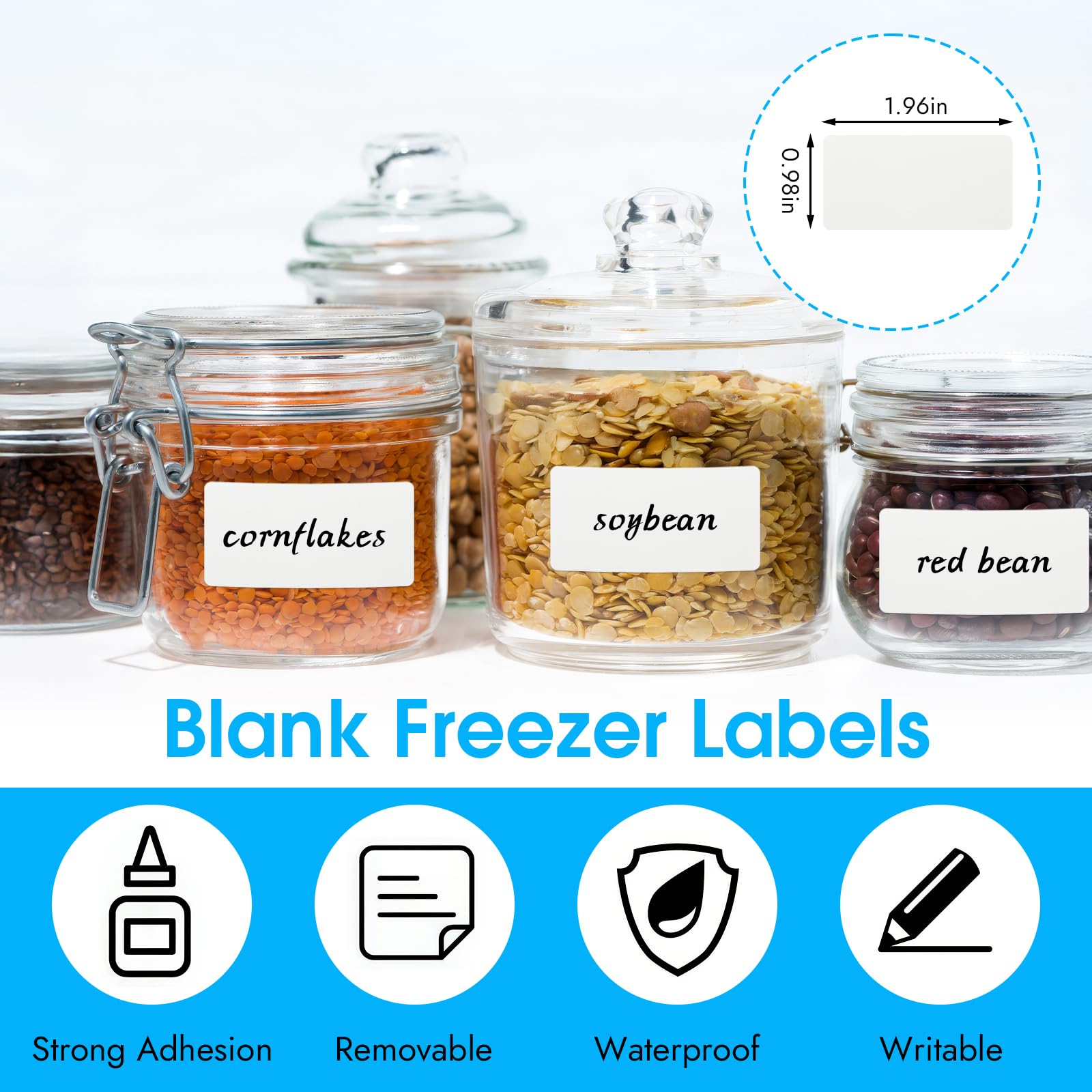 Snapklik.com : 1000 Food Labels, Blank Removable Freezer Labels, Water ...