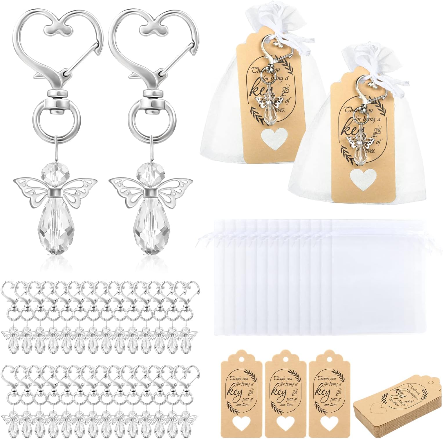 Amazon.com: Hicarer 120 Pieces Angel Design Keychain Favors Set ...
