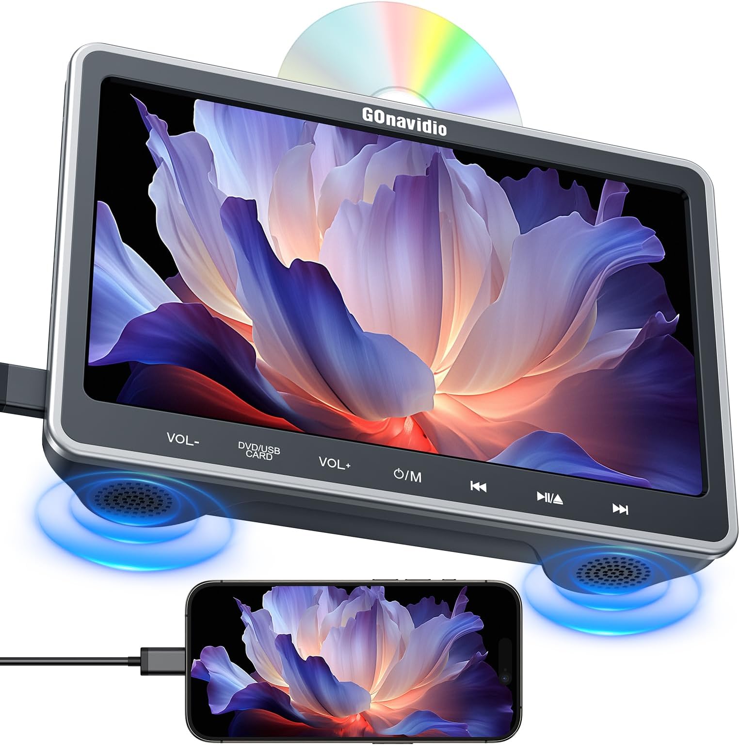 GOnavidio 10.1" Car DVD Player for Kids with HDMI Input, Headrest DVD ...