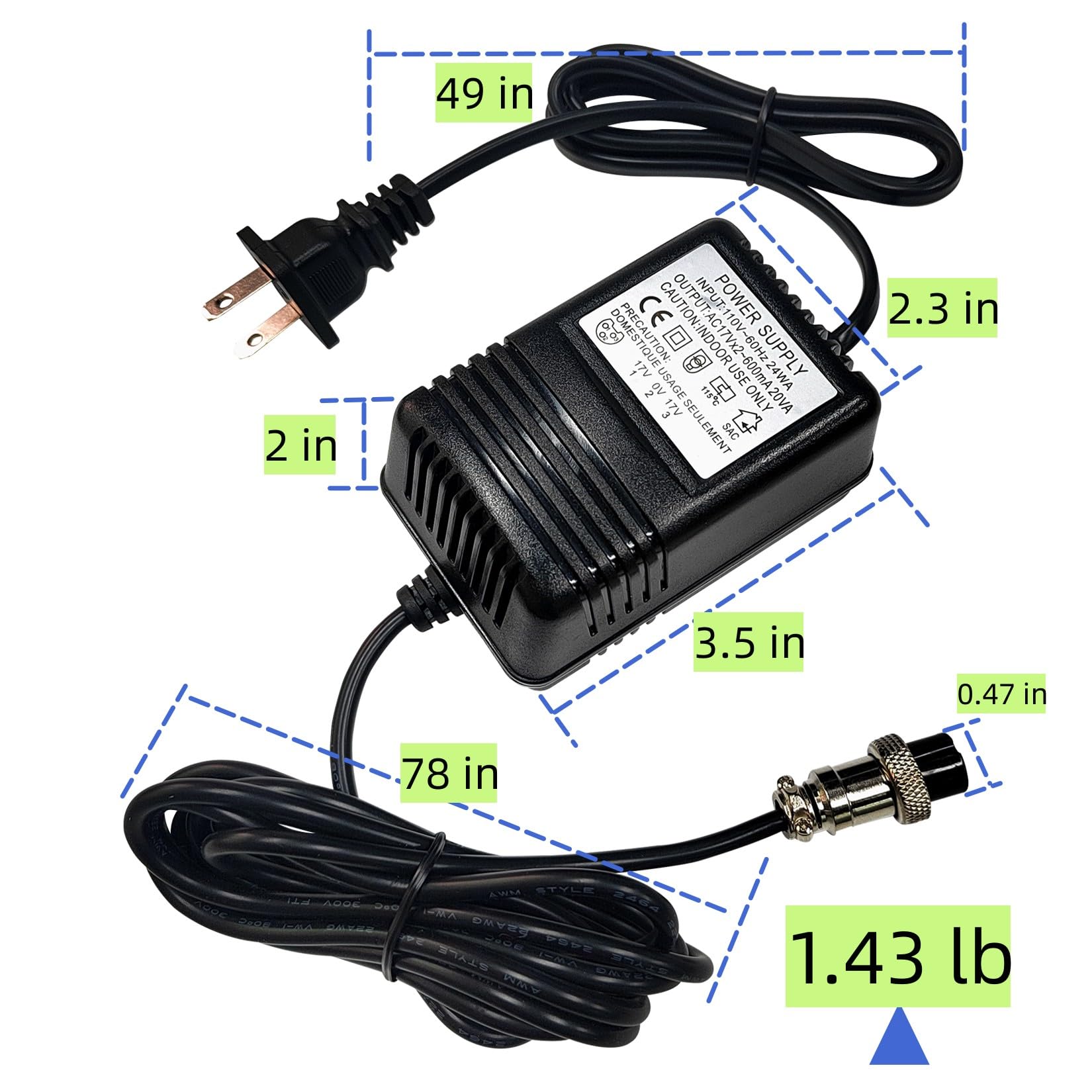 Snapklik.com : Fesasn AC 17V 600mA Power Adapter