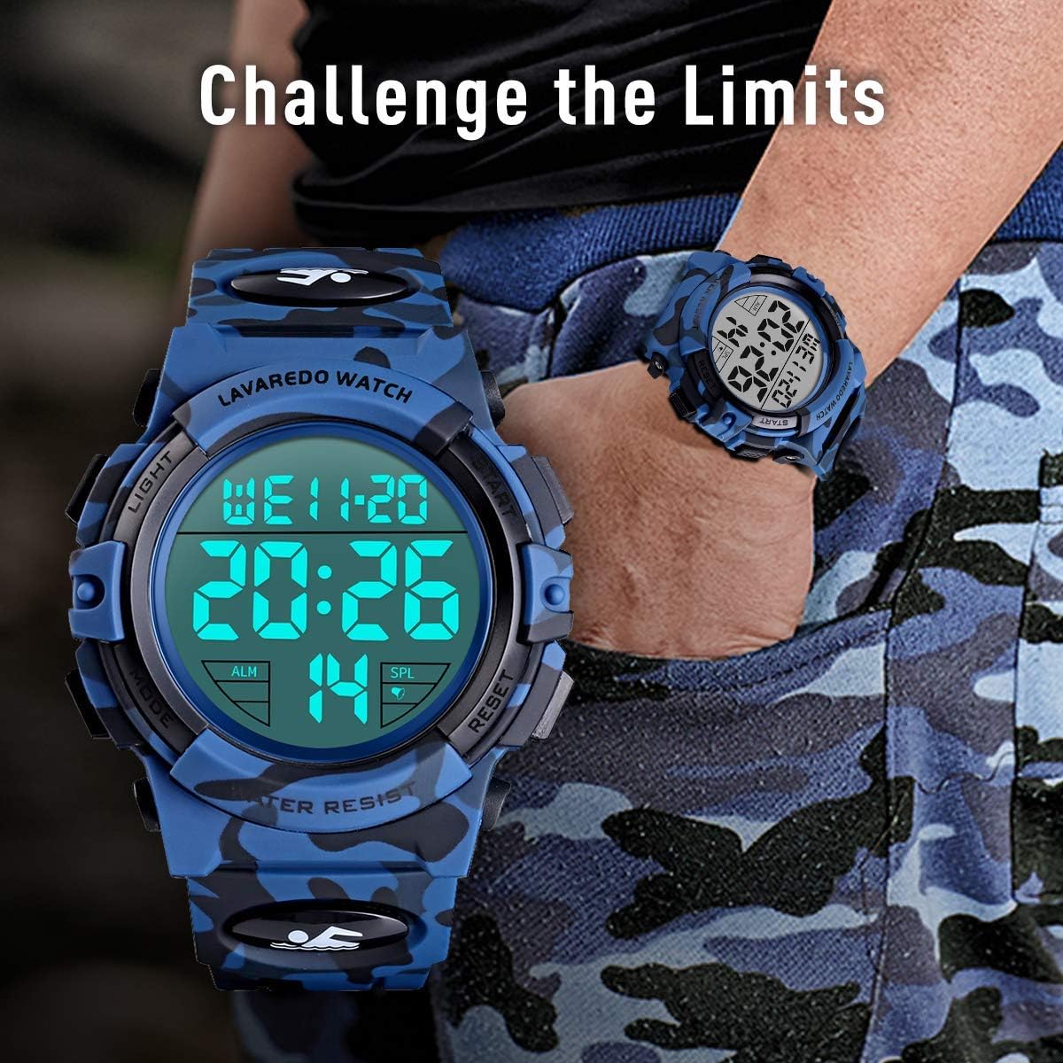 L LAVAREDO Mens Digital Watch Sports Military Watches Waterproof ...