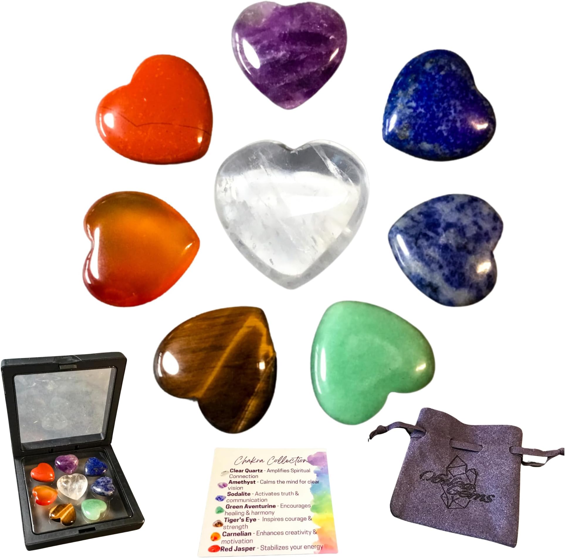 Amazon.com: Obilea Gems - 7 Chakra Oval Worry Stone, Chakra Balancing ...