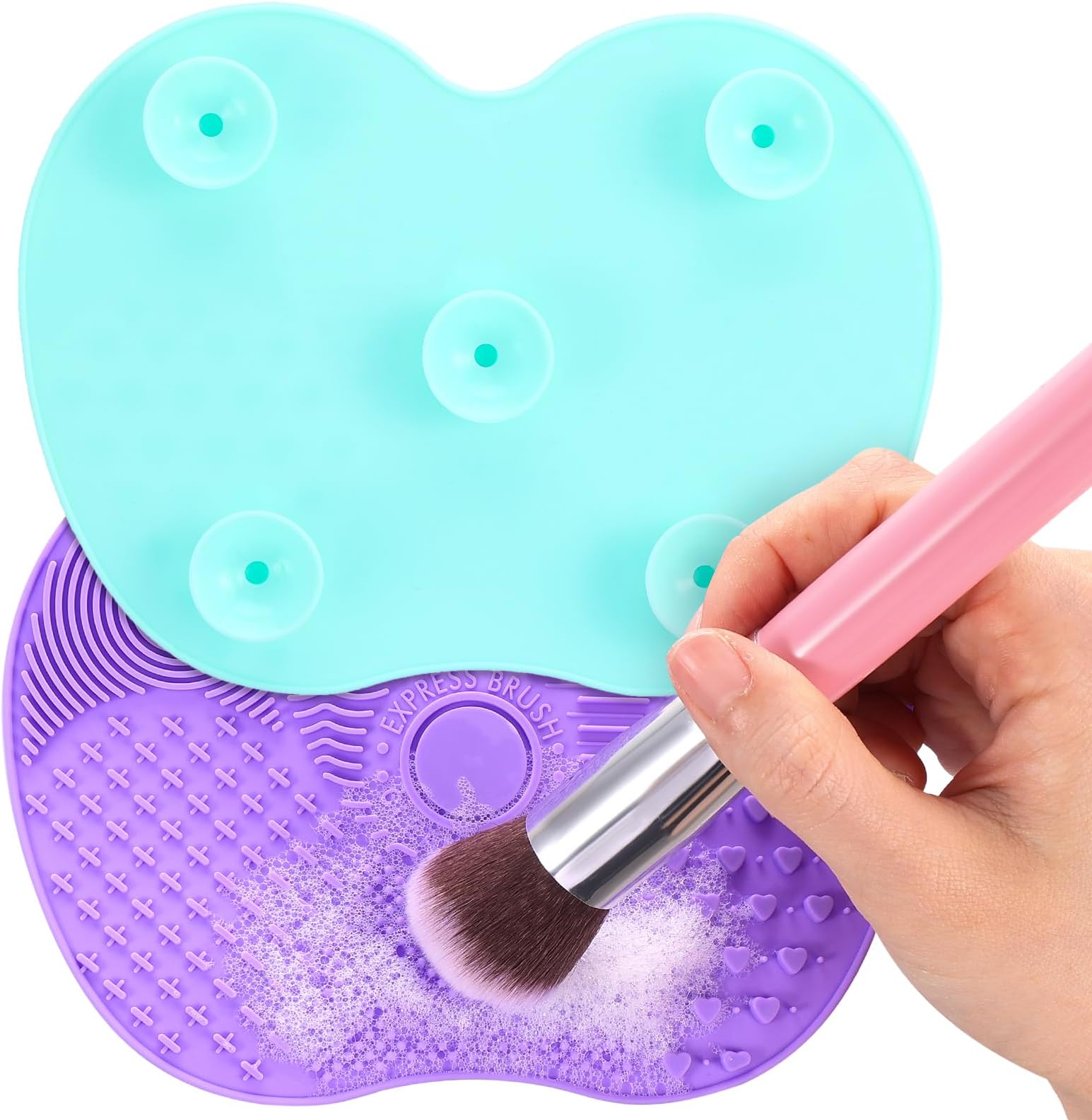 Amazon.com: 2 Pcs Silicone Make Up Brush Cleaning Mat, Cosmetic ...