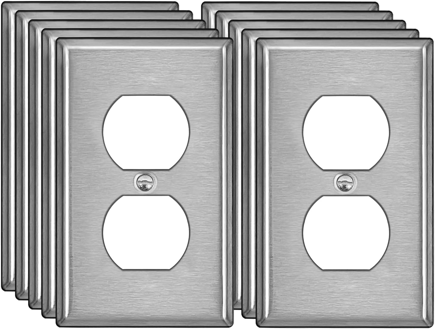 MLLIZH 4-Pack Single Duplex Wall Switch Plate Outlet Cover - Stainless ...