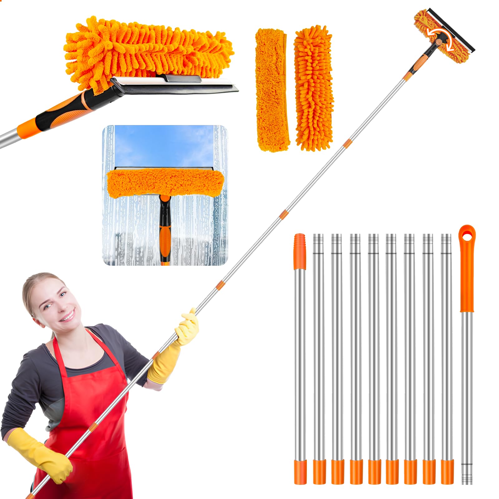 Window Cleaning Tools Window Squeegee: 2 in 1 Double-Sided Professional ...