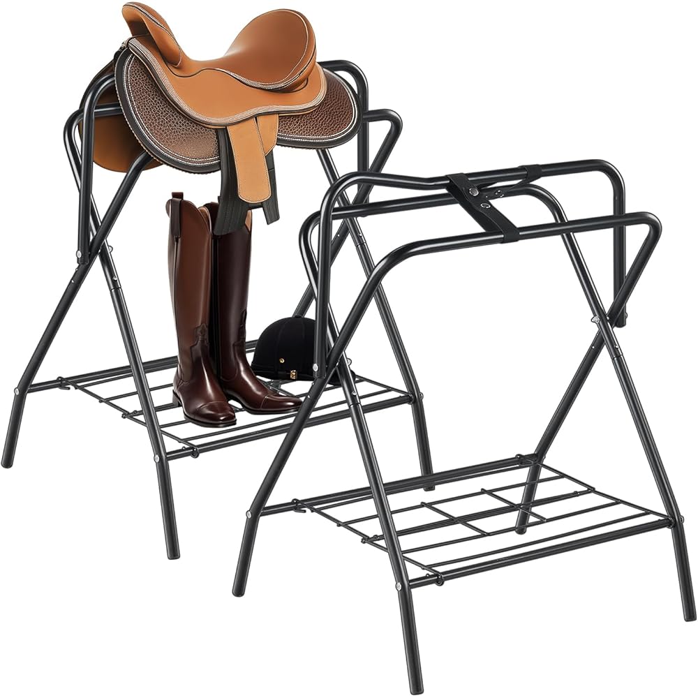 $10/mo - Finance VEVOR Folding Saddle Rack, 2 Packs Freestanding Horse ...