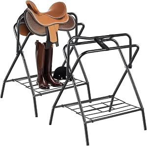 VEVOR Folding Saddle Rack, 28 x 19 x 37.5 in, 2 Packs Freestanding ...