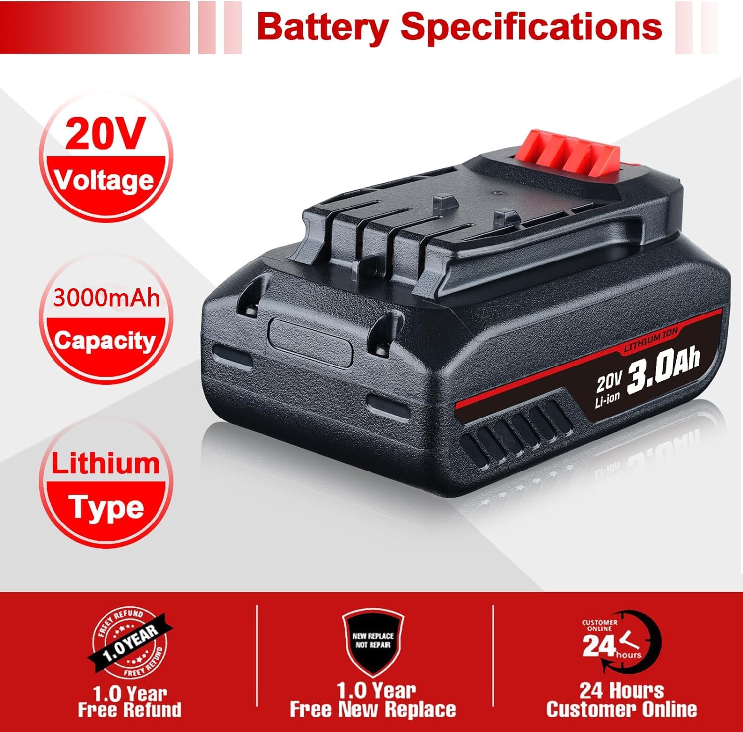 VANTTECH 2Pack V20 3.0Ah 20V Lithium Replacement for Craftsman 20V MAX ...