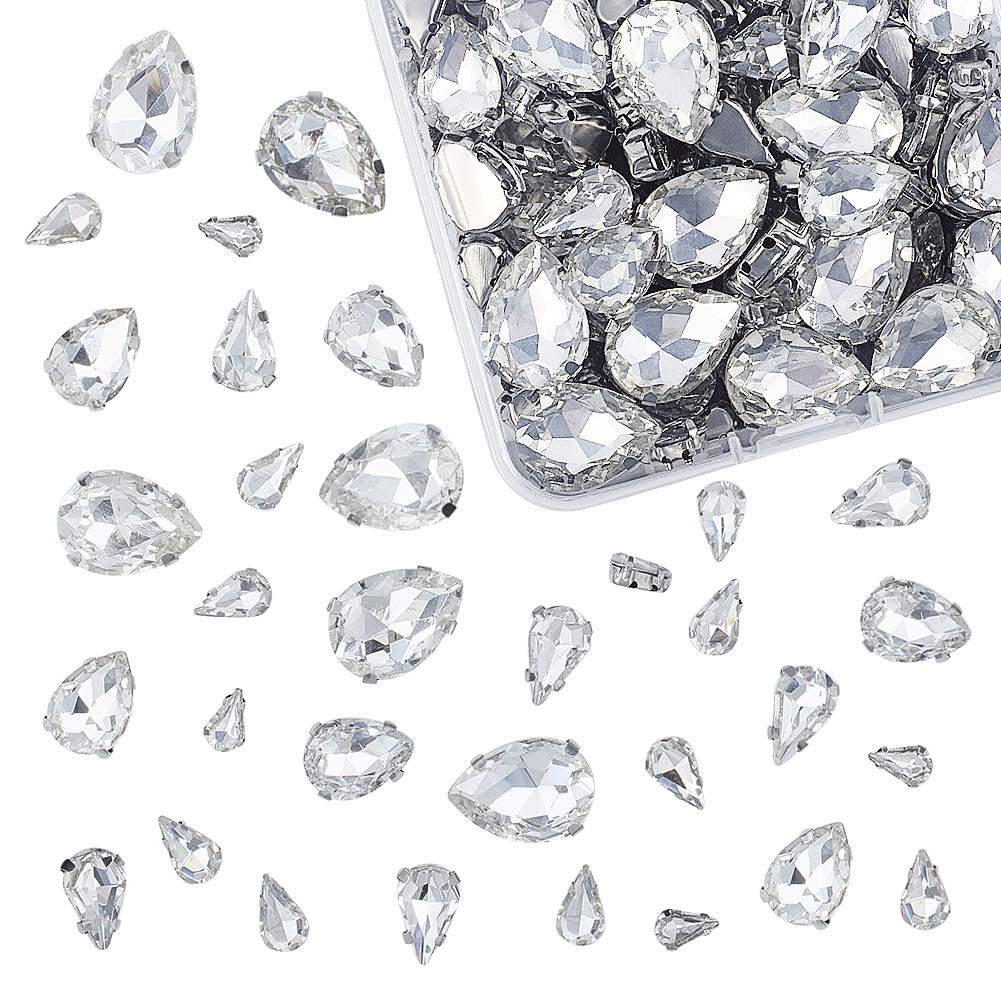 Amazon.com: OLYCRAFT 100pcs Sew On Rhinestones Teardrop Sewing Clear ...