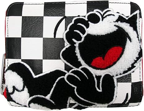 Loungefly x Felix the Cat Checkered Small Zip-Around Wallet (Black ...
