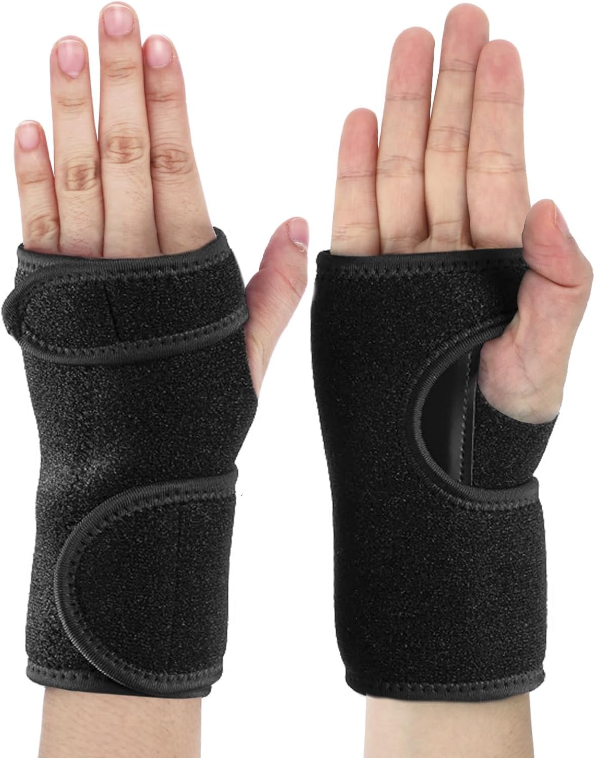 Carpal Tunnel Wrist Brace Pair with Adjustable Compression Strap, Hand ...