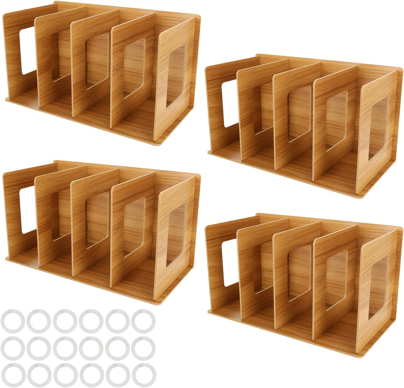 ZOFUN 4 Pcs Wood CD Racks, 30 x 17 x 15 cm Desktop CD Rack with 4 ...