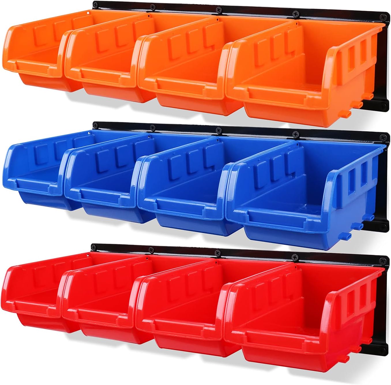 Amazon.com: HORUSDY 12PC Bin Wall Mounted Storage Bins Parts Rack ...