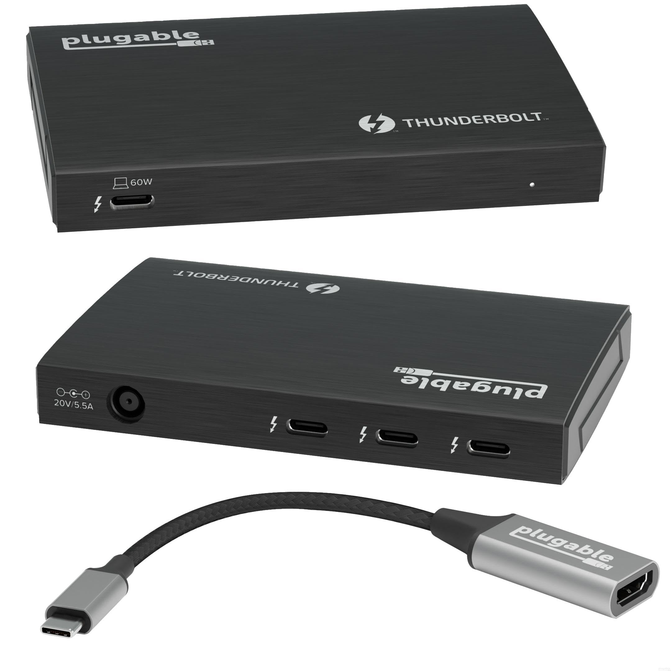 Amazon.com: Plugable Thunderbolt Hub, 4-in-1 Pure USB-C Design ...