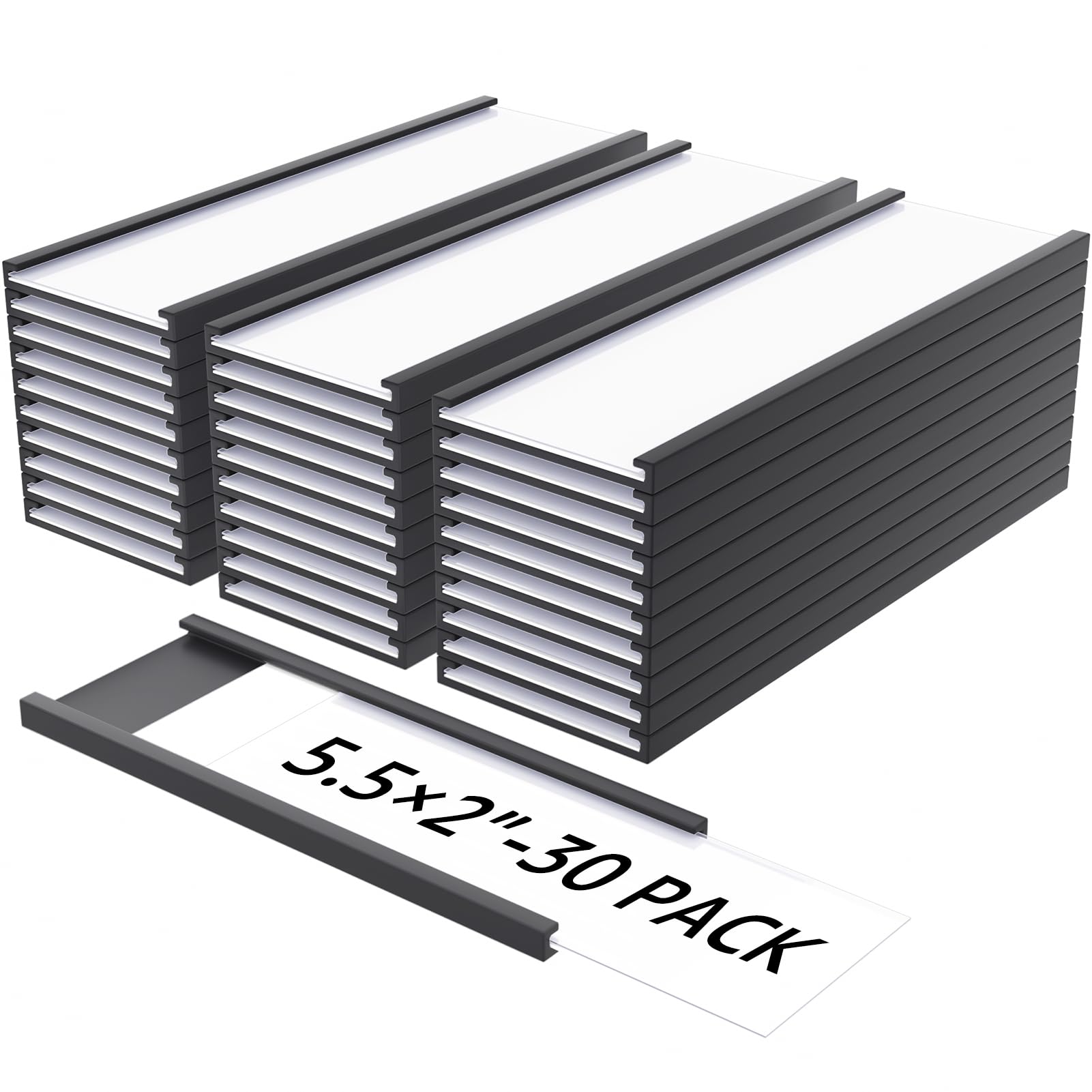 Buy MaxGear 30 Pack Magnetic Labels, 2x5.5 Inch C Channel Label Holders ...