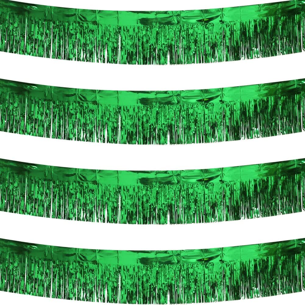Amazon.com: iiCheerful 4 Pack Green Total 40 Feet Foil Fringe Garland ...