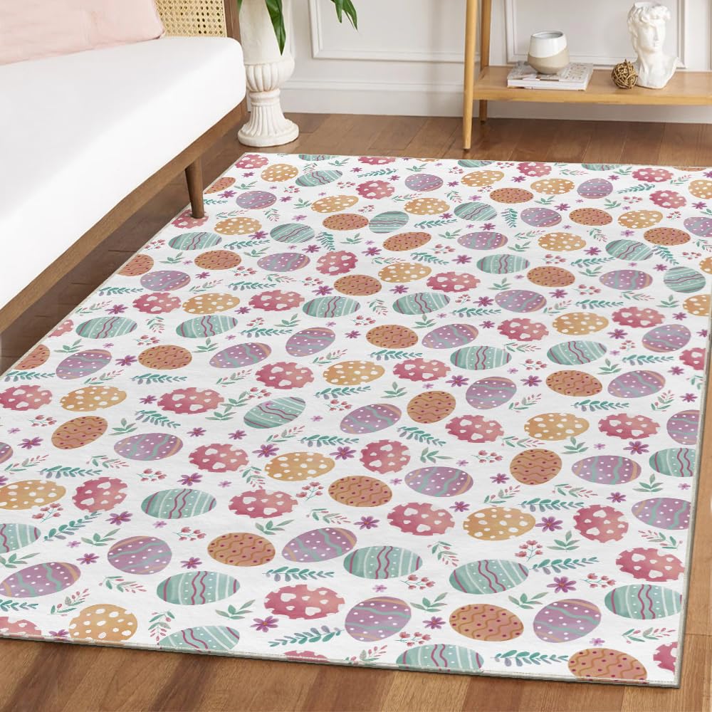 Amazon.com: Artoid Mode Watercolor Easter Eggs Area Rug, Spring Home ...
