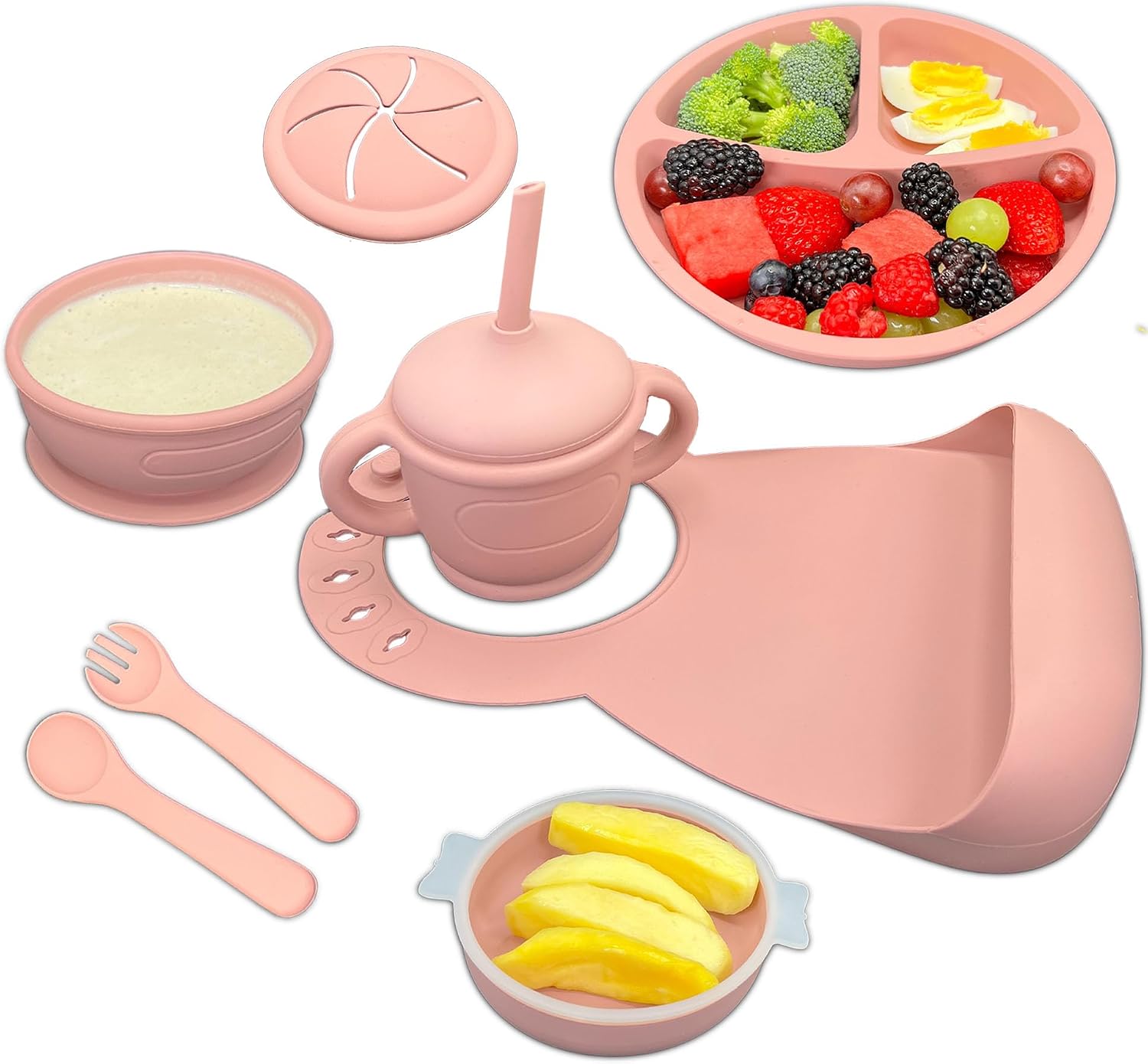 Amazon.com: Silicone Baby Feeding Set, Baby Led Weaning Supplies with ...