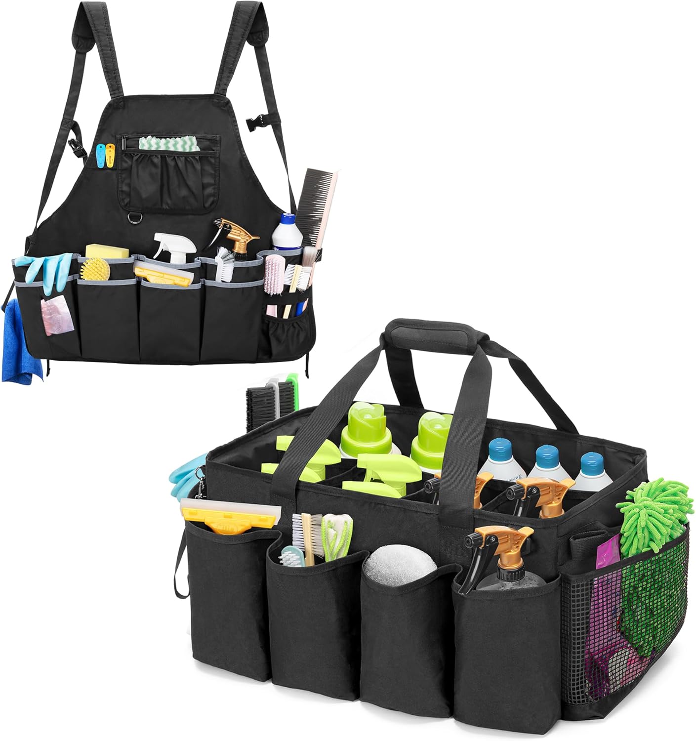 Amazon.com: HODRANT Extra-Large Cleaning Caddy & Large Apron, Organizer ...