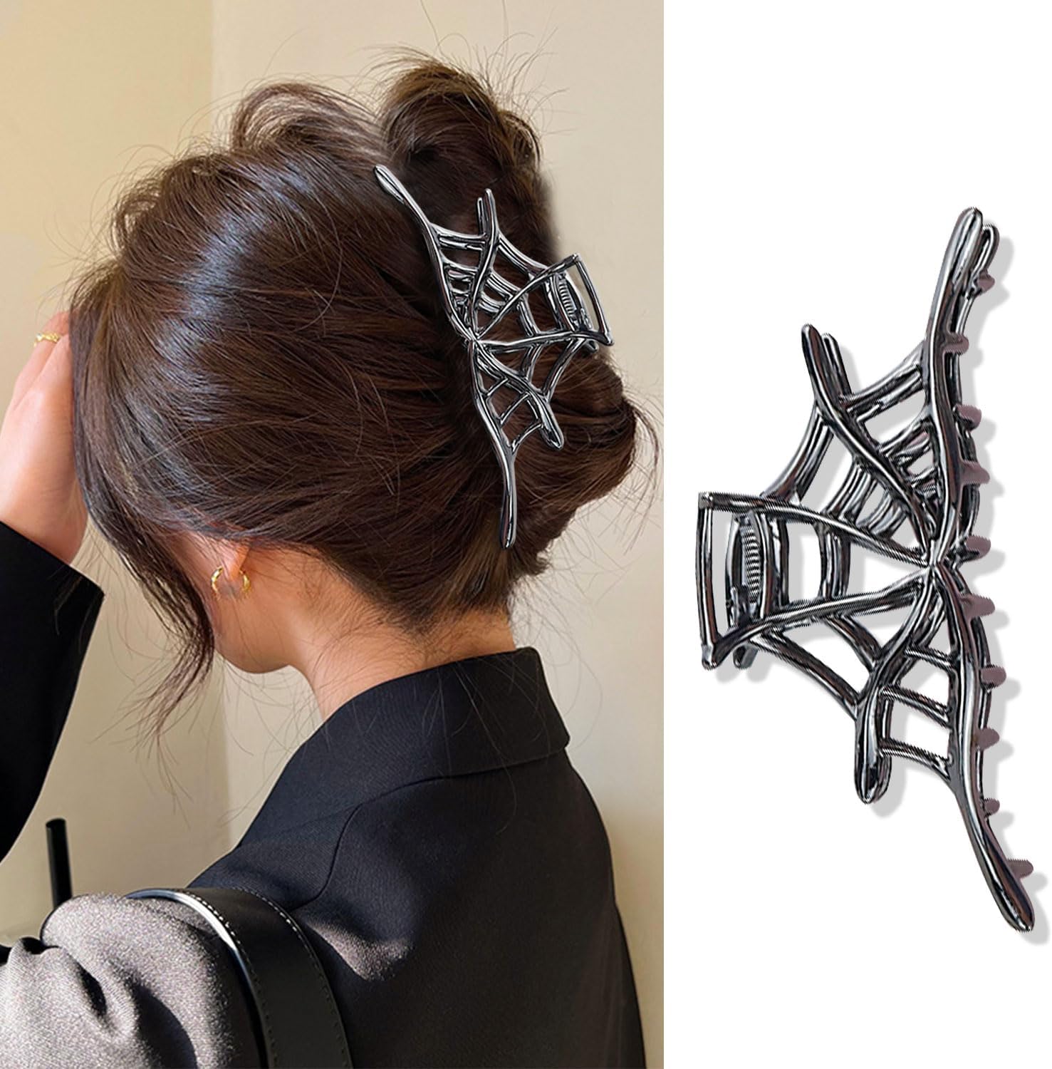 Amazon.com : Spider Web Metal Hair Claw Clips Alloy Halloween Hair Claw ...
