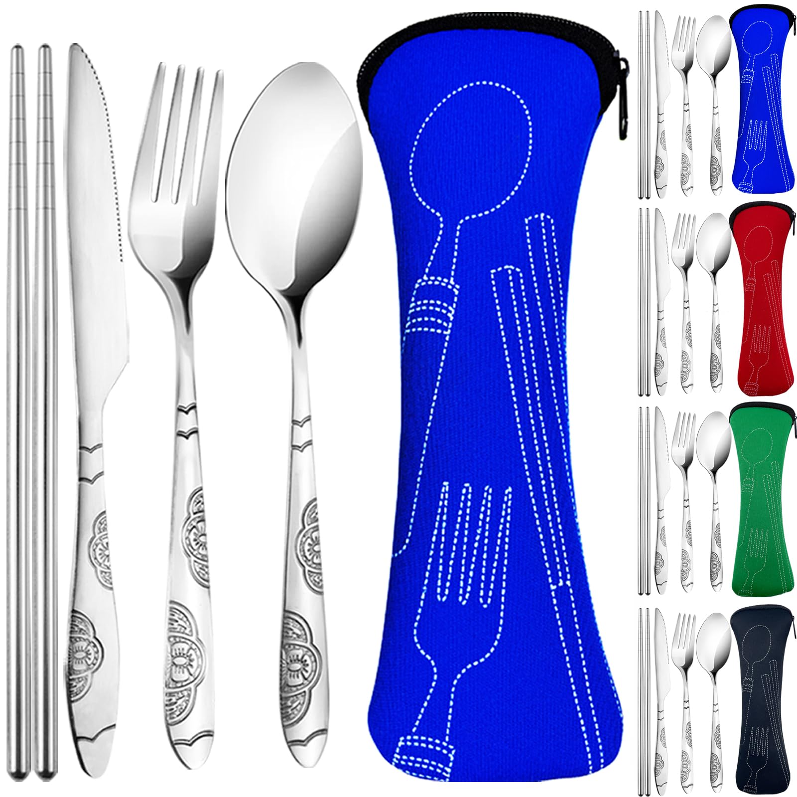 Amazon.com | 20PCS Premium Travel Utensils With Case, Stainless Steel ...