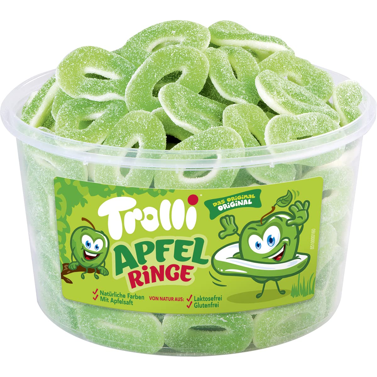 Trolli Saure Grüne Apfelringe Schaumgummi Fruchtgummi 150 Stück 1200g ...