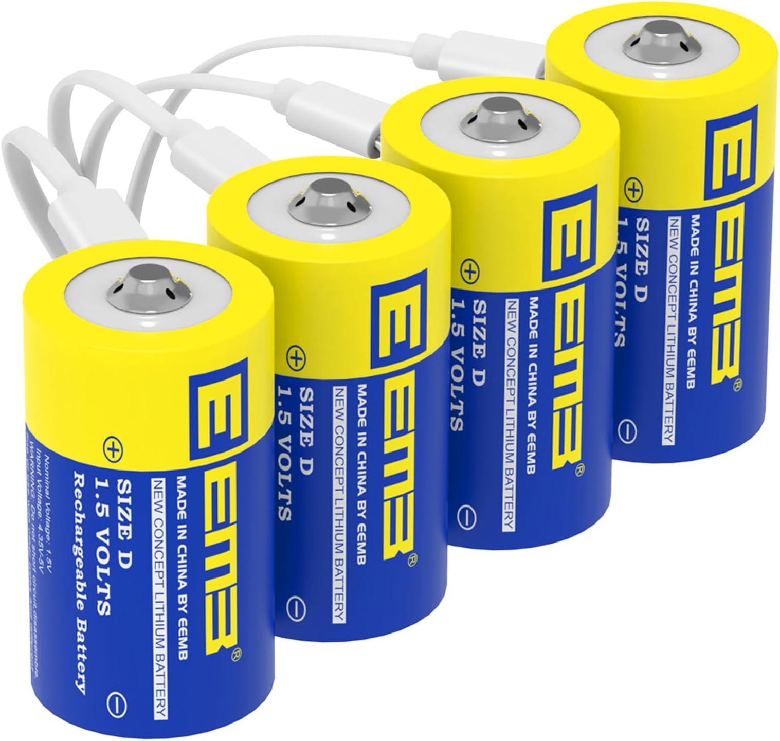 Amazon.com: wowpower Rechargeable Lithium D Cell Batteries 7500mWh with ...