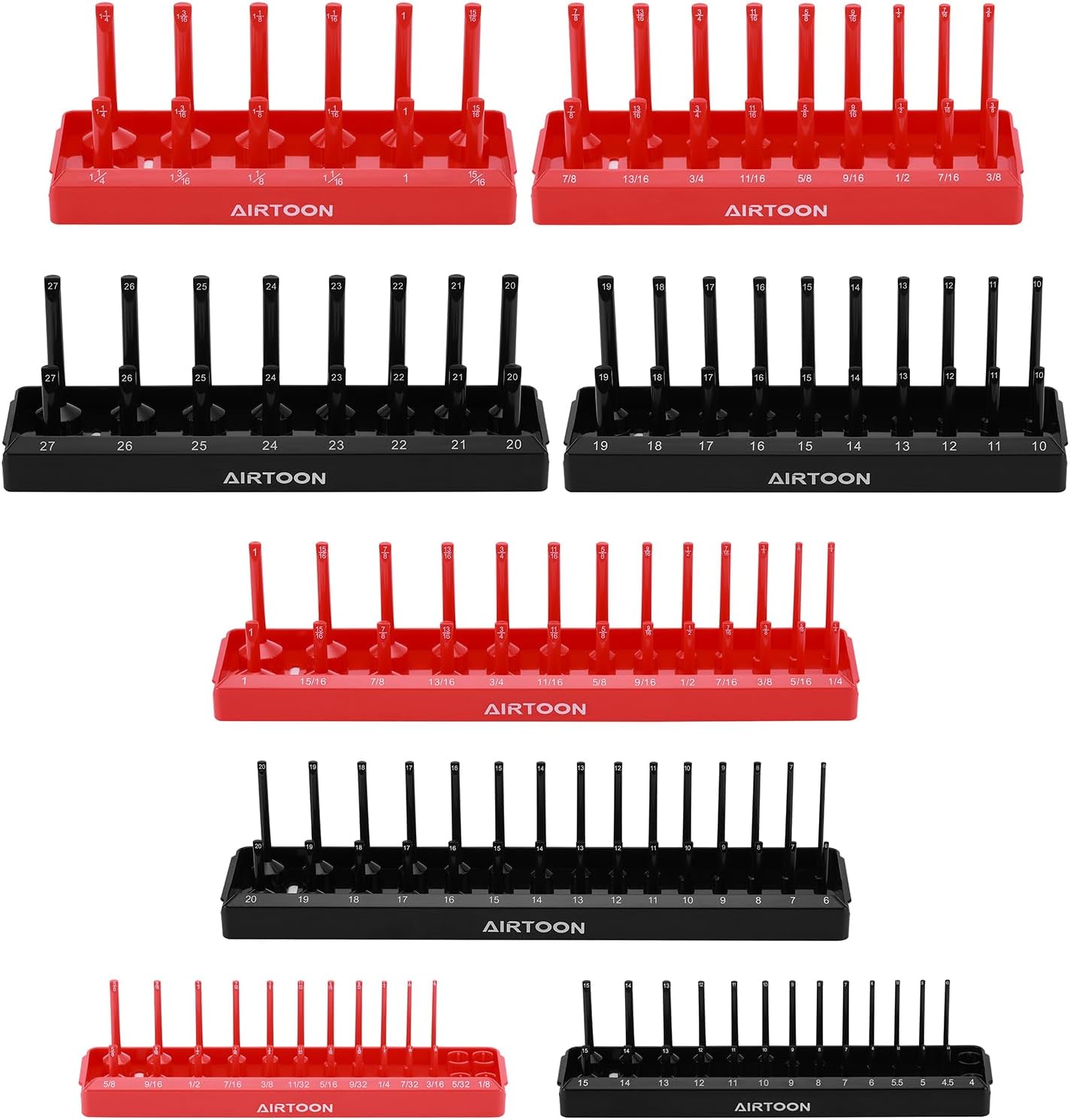 AIRTOON 8-Piece Socket Organizer Trays, SAE and Metric Socket Tray Set ...