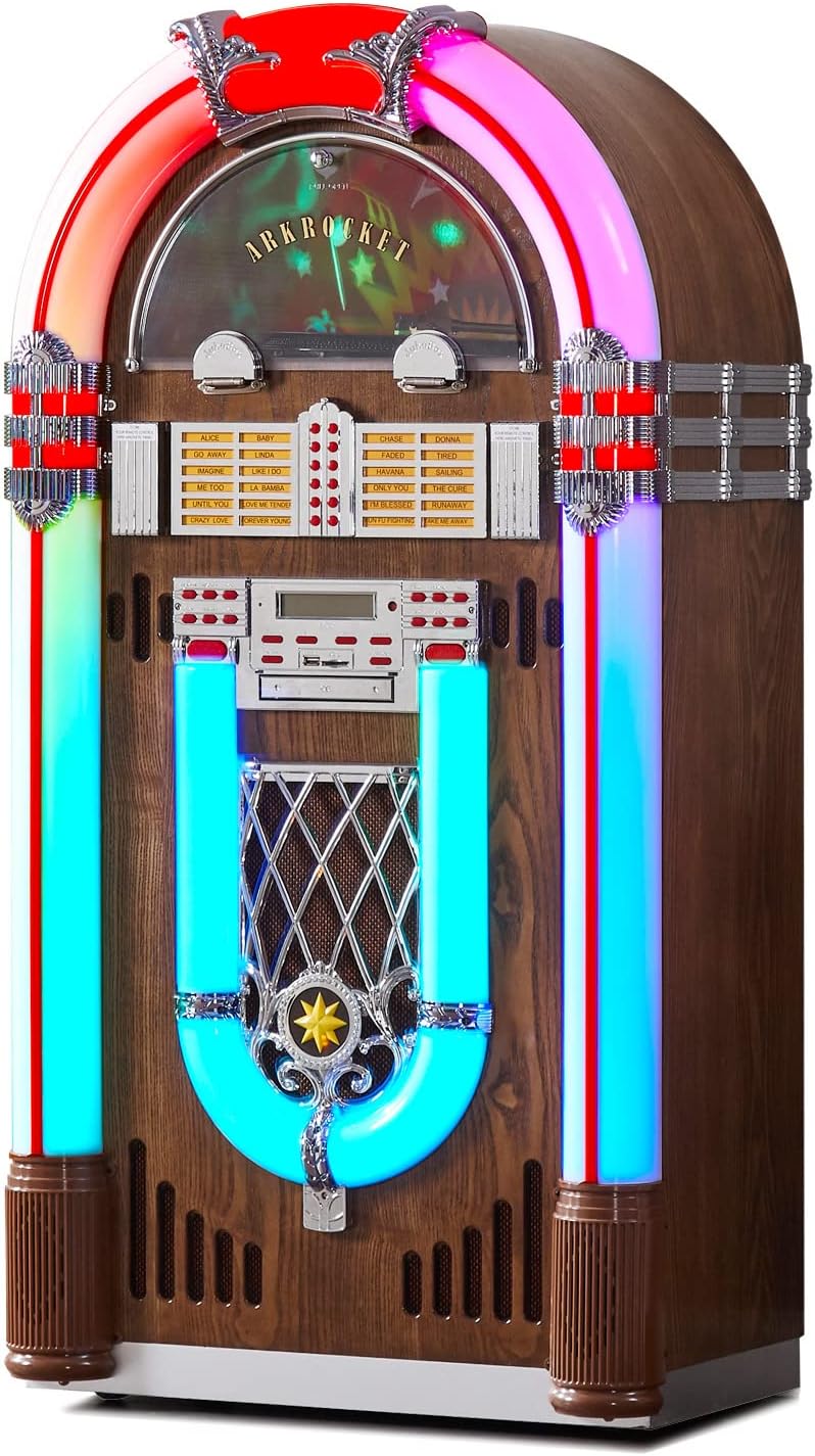 Amazon.com: ARKROCKET Saturn V Jukebox Vinyl Record Player • USB • SD ...