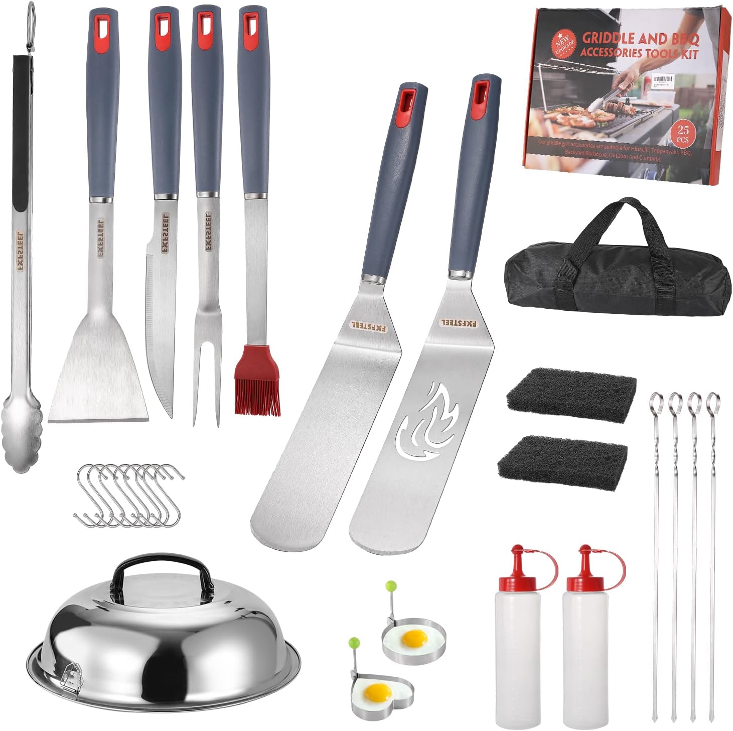 Amazon.com : FXFSTEEL Griddle Accessories Kit, 25Pcs Grill Tools Set ...