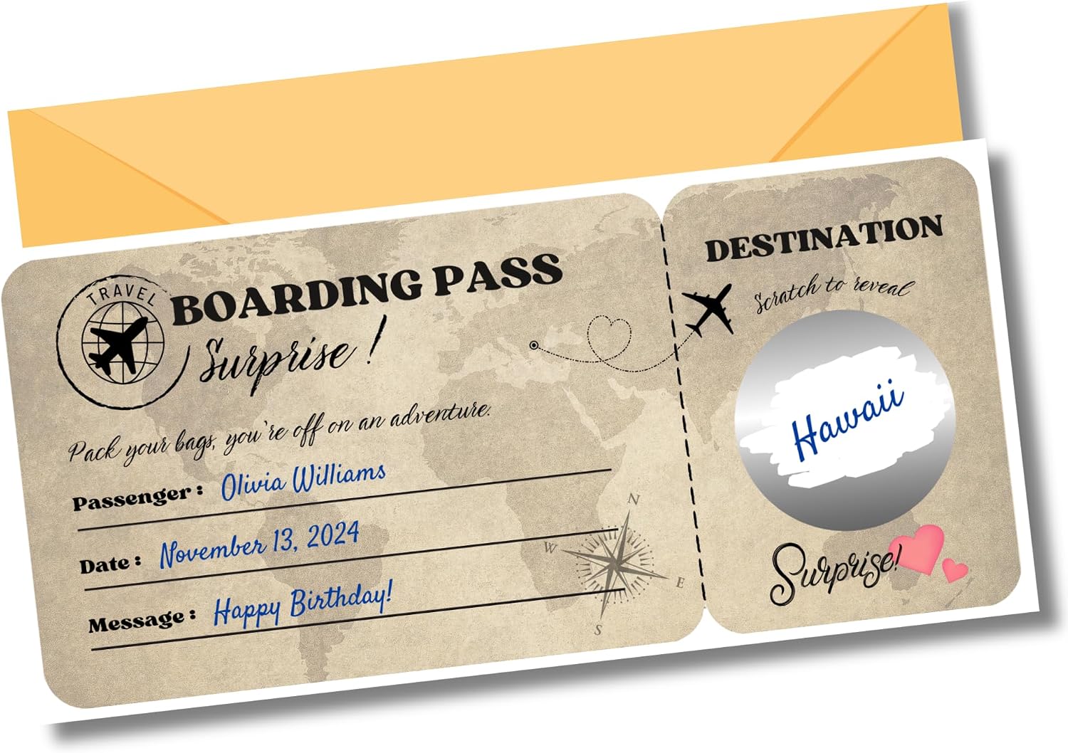 Travel gift | Surprise trip ticket | Scratch off, Reveal destination ...