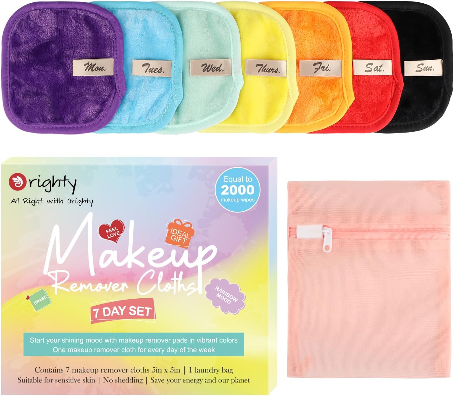 Amazon.com: Orighty Makeup Remover Cloths 7-Day Set, Premium & Reusable ...