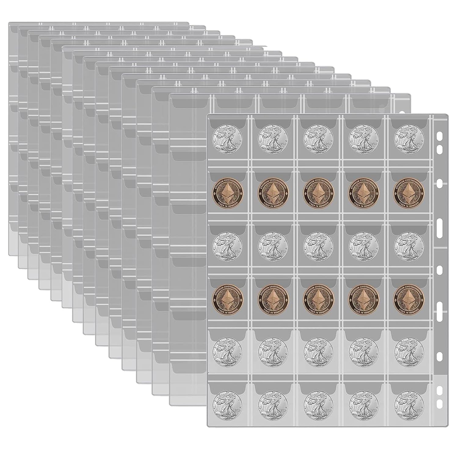 Amazon.com : 450 Pockets Coin Binders Pages Coin Collecting Pages Coin ...