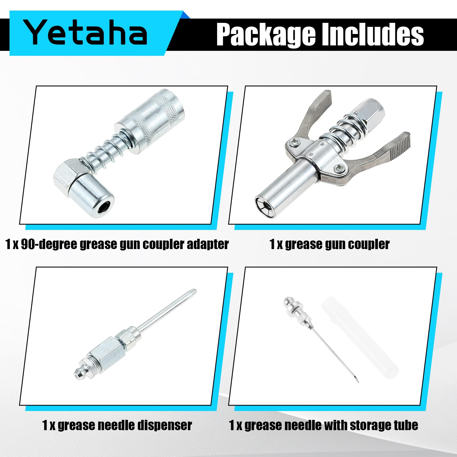 Grease Gun Fittings 4pcs Grease Gun Fitting Kit, Include 90 Degree ...