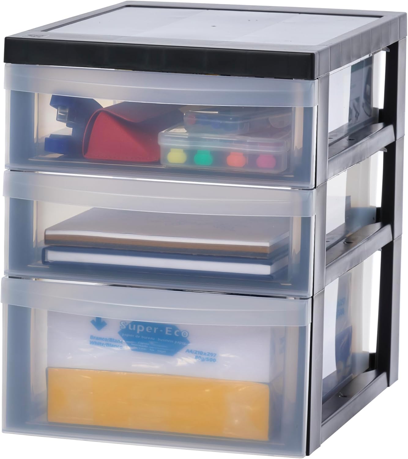Iris Ohyama, Plastic Drawers Storage Unit, Plastic Storage 3 Drawers (2 ...