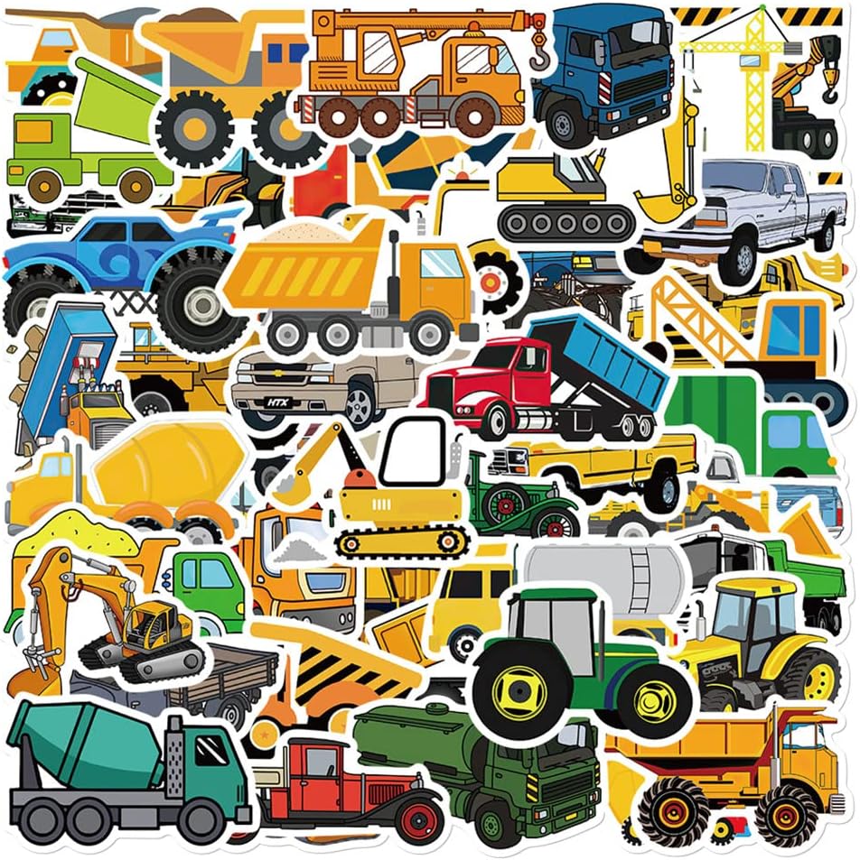 Amazon.com - 50Pcs Construction Vehicles Stickers for Kids Boys ...