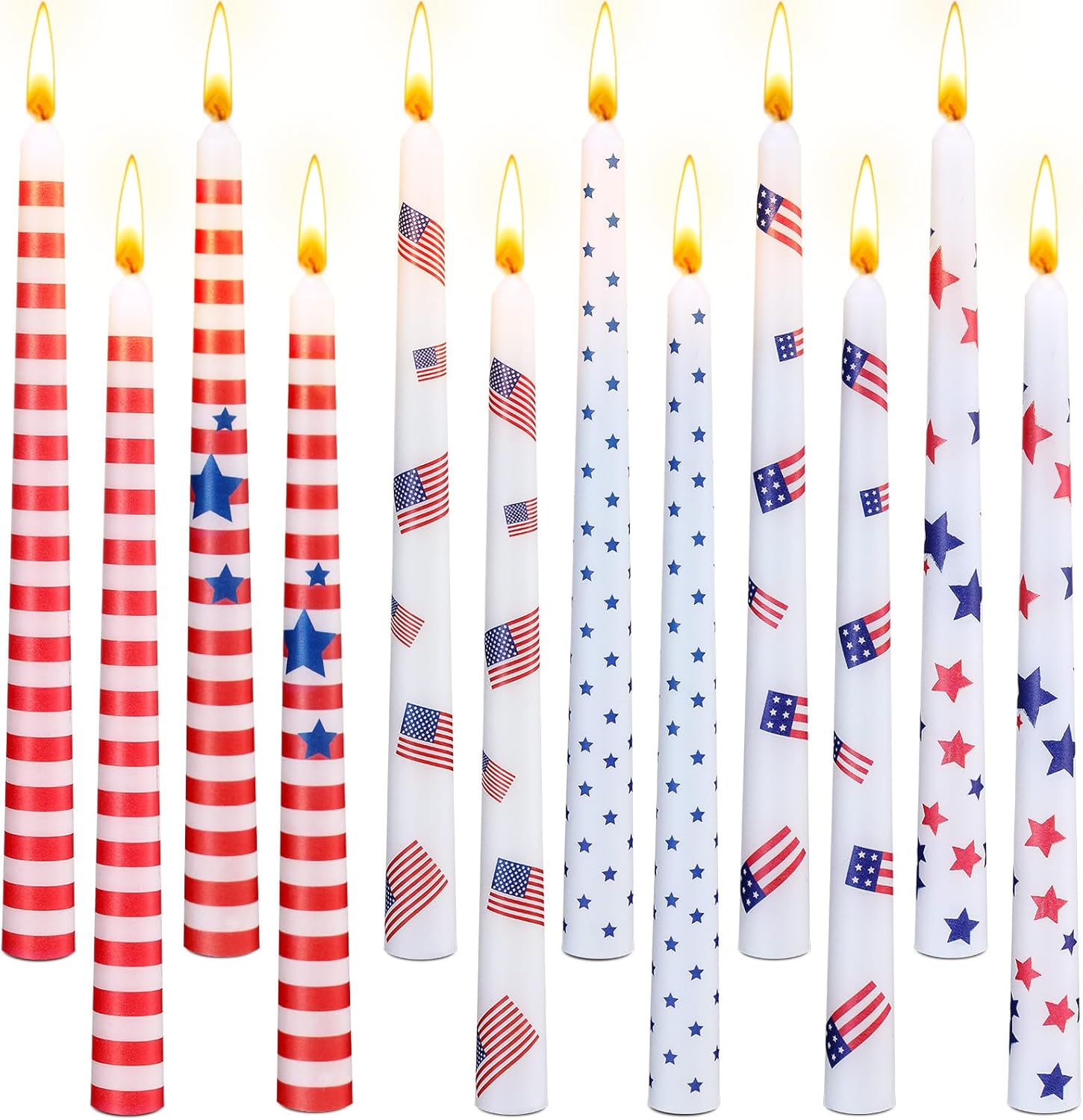 Amazon.com: Conelist 12 Pcs 10 Inch 4th of July Candle Red White and ...