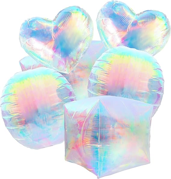 Amazon.com: Iridescent balloons Laser 4D Cube Transparent balloons ...