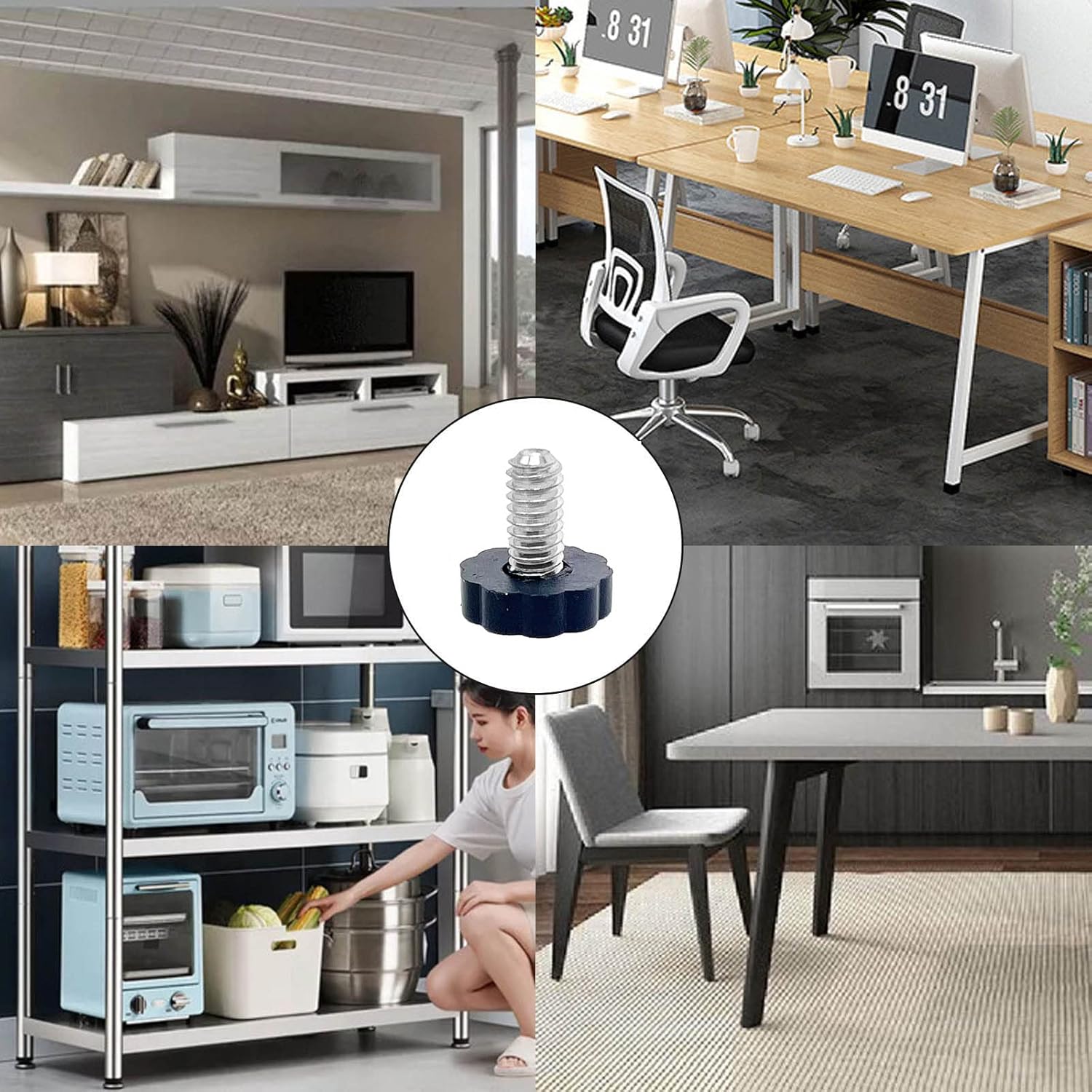 Buy 24 PCS 5/16‘’ UNC Thread Adjustable Furniture Levelers Screw in ...