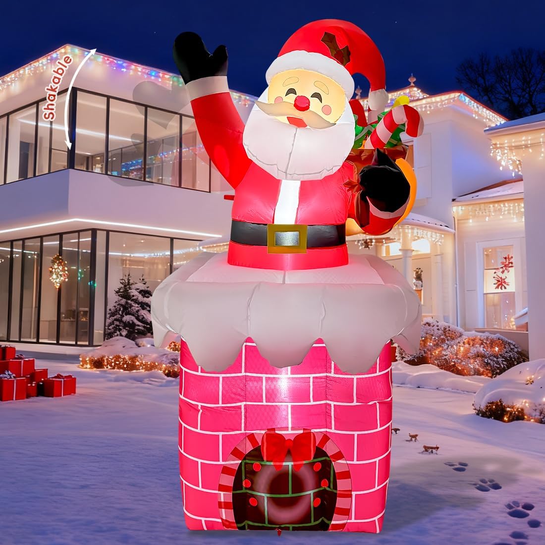 Amazon.com: GOOSH 6 FT Waving Christmas Inflatable Santa Decorations ...