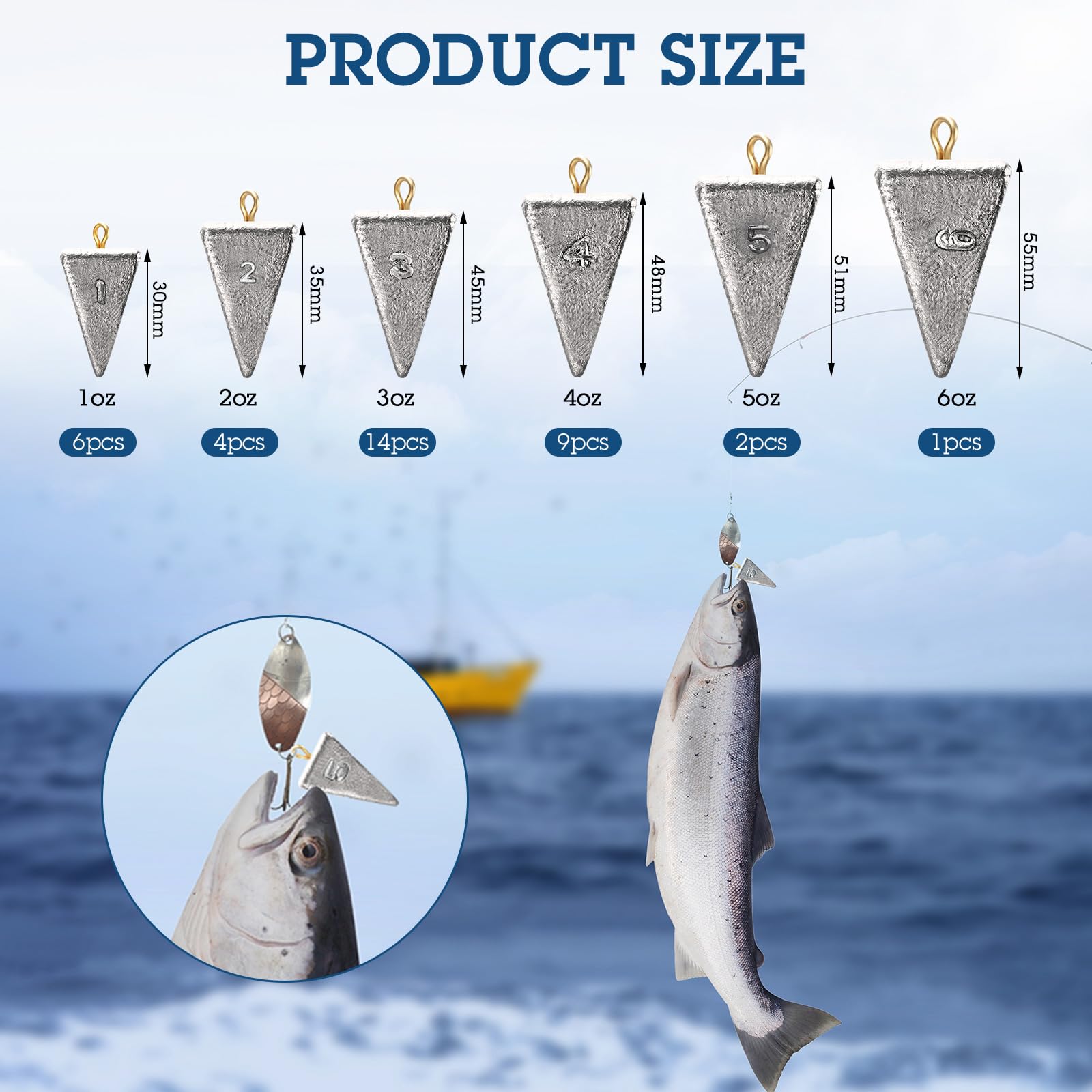 Snapklik.com : 36 Pcs 4 Oz Pyramid Fishing Weights Sinkers Saltwater ...