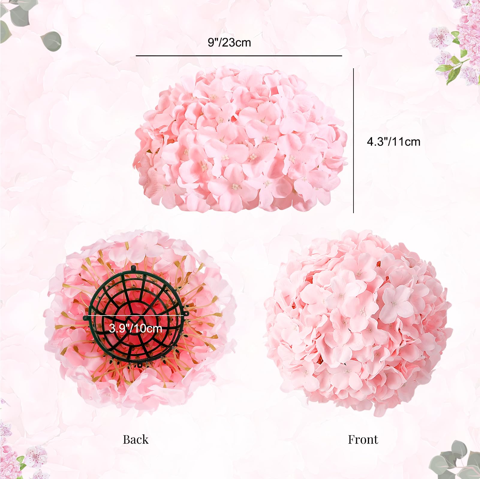 Snapklik.com : 8pcs Silk Hydrangea Flower Balls For Centerpieces, Pink ...