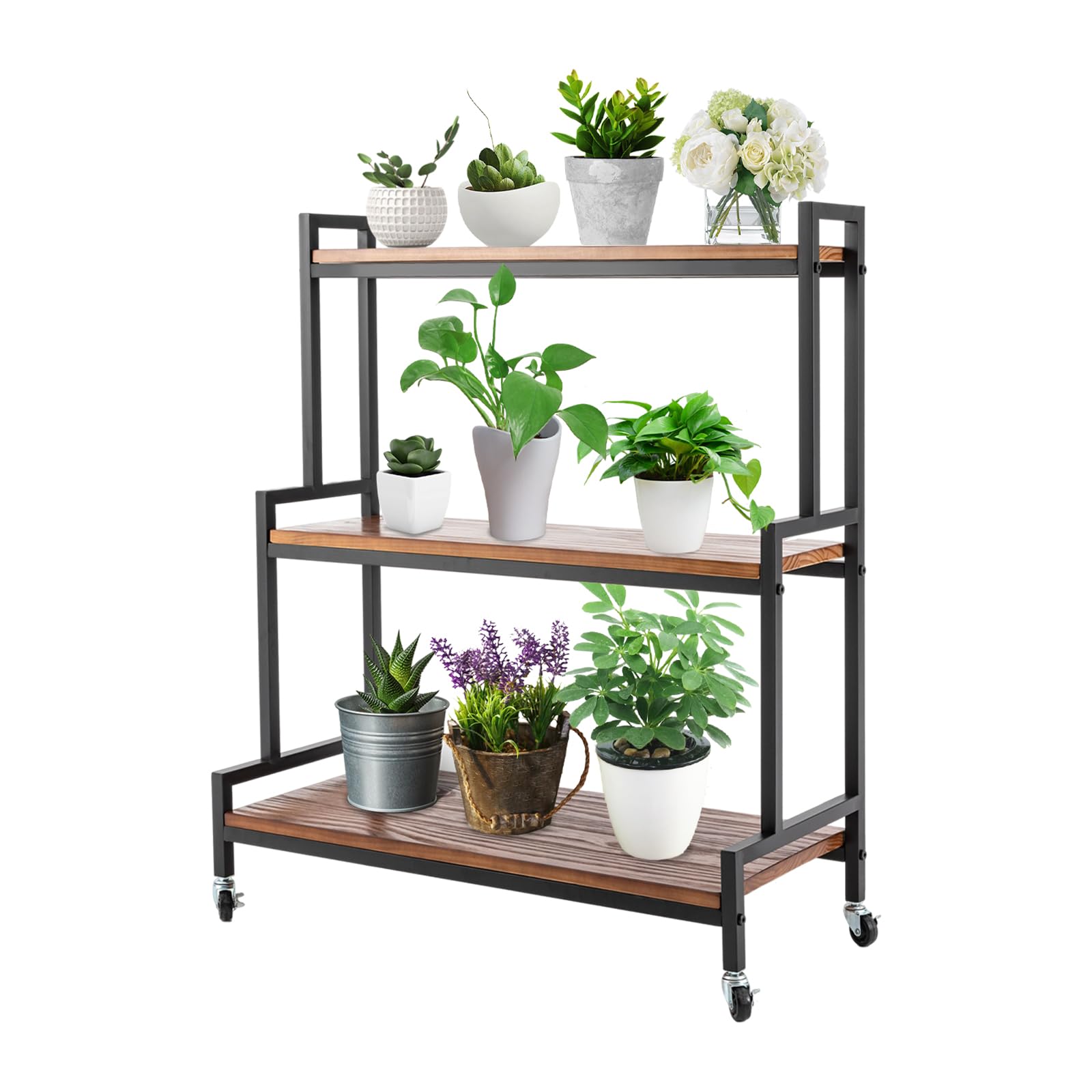 Amazon.com: 3 Tier Plant Stand with Wheels, Rolling Plant Shelves Rack ...