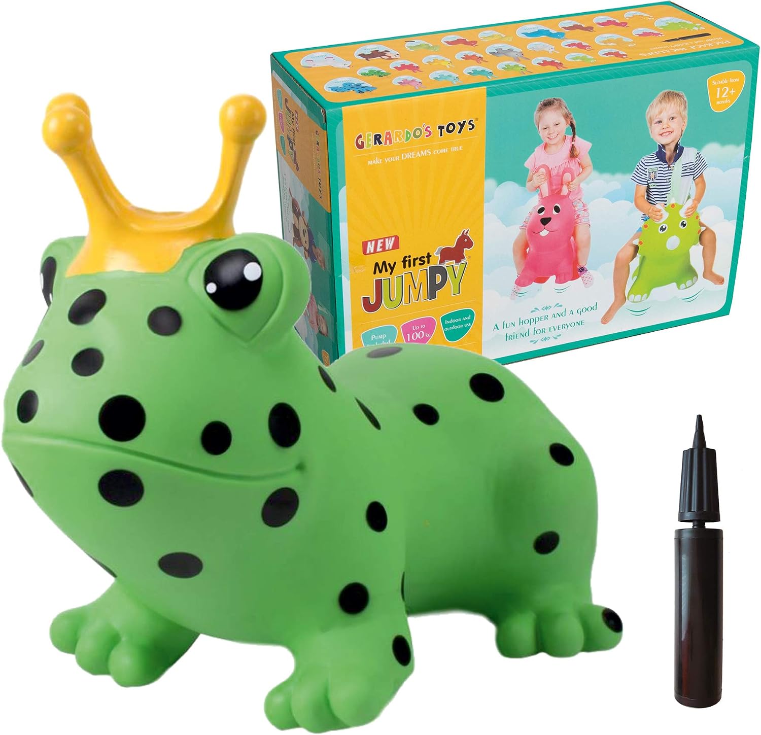 GERARDO'S Toys Jumpy Frog Green Space Hopper for Toddlers and Kids ...