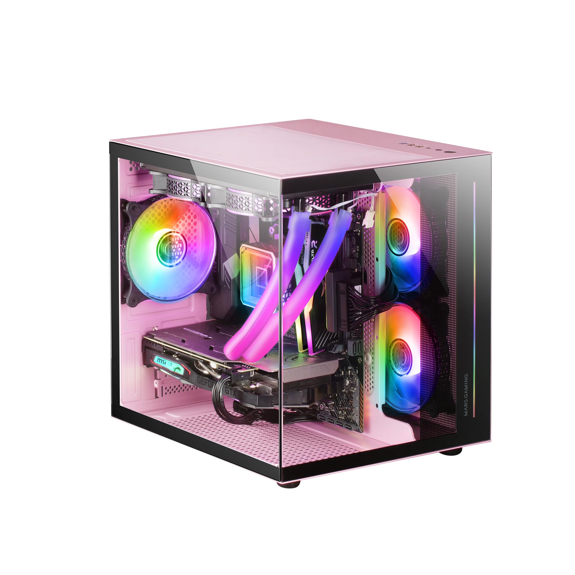 Amazon.com: Mars Gaming MC-View Pink, Micro-ATX Mini Gaming Tower Case ...