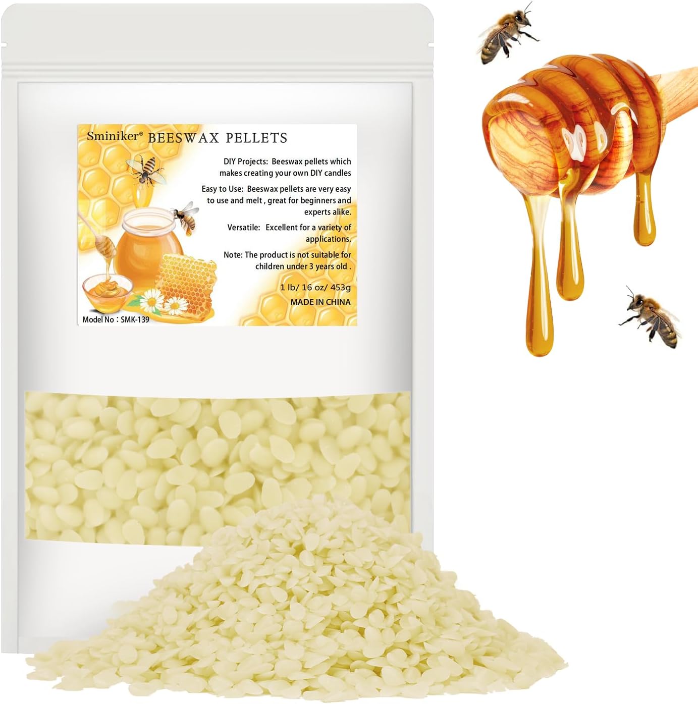 Amazon.com: 1LB Beeswax Pellets Beeswax for Candle Making Organic ...