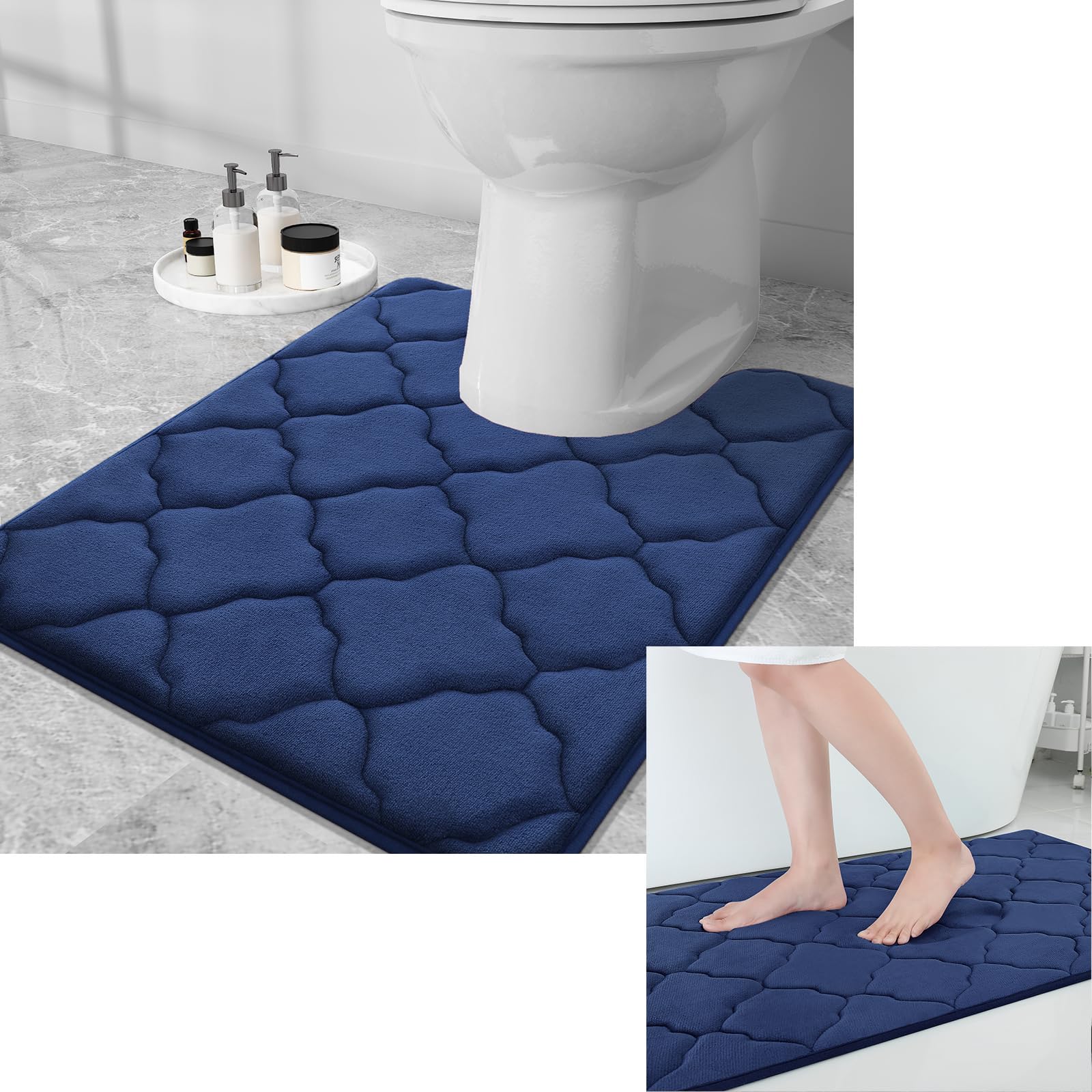 Amazon.com: OLANLY Memory Foam Bath Rug and Toilet Rug U-Shaped, Bath ...