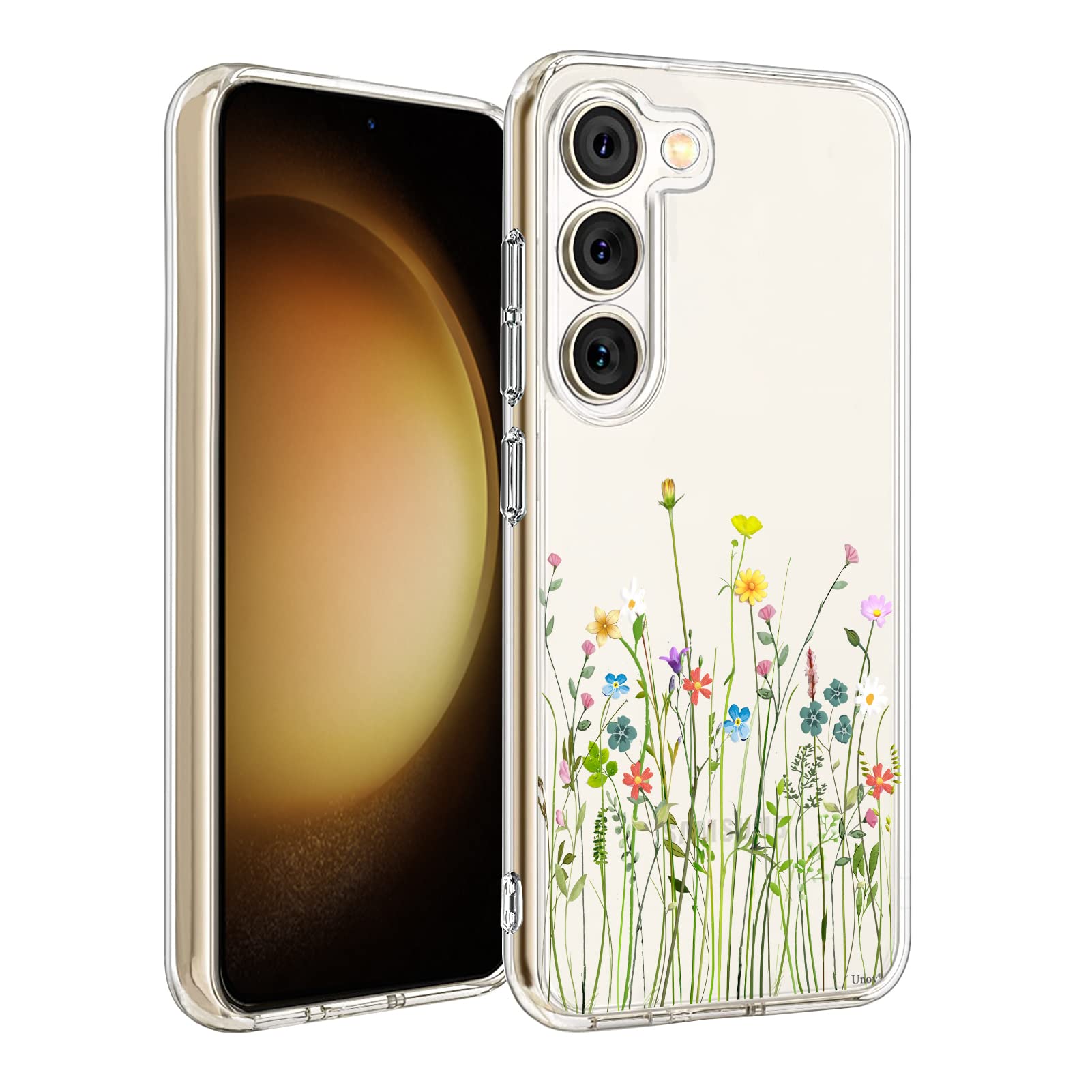 Amazon.com: Unov Case Compatible with Galaxy S23 Case Clear with Design Soft TPU Shock ...