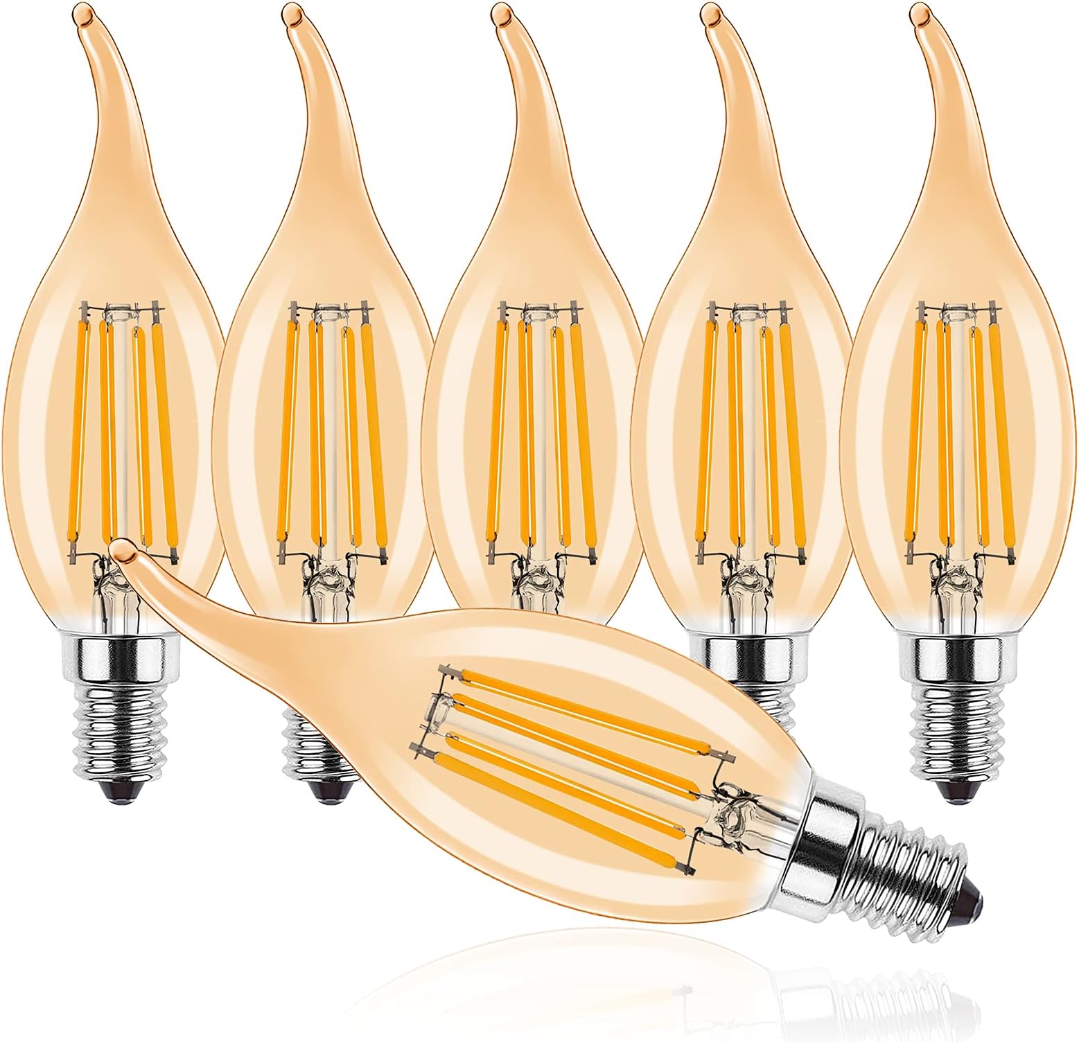 ProCrus E14 4W LED Candle Vintage Light Bulb,Filament Flame Tip LED,C35 ...