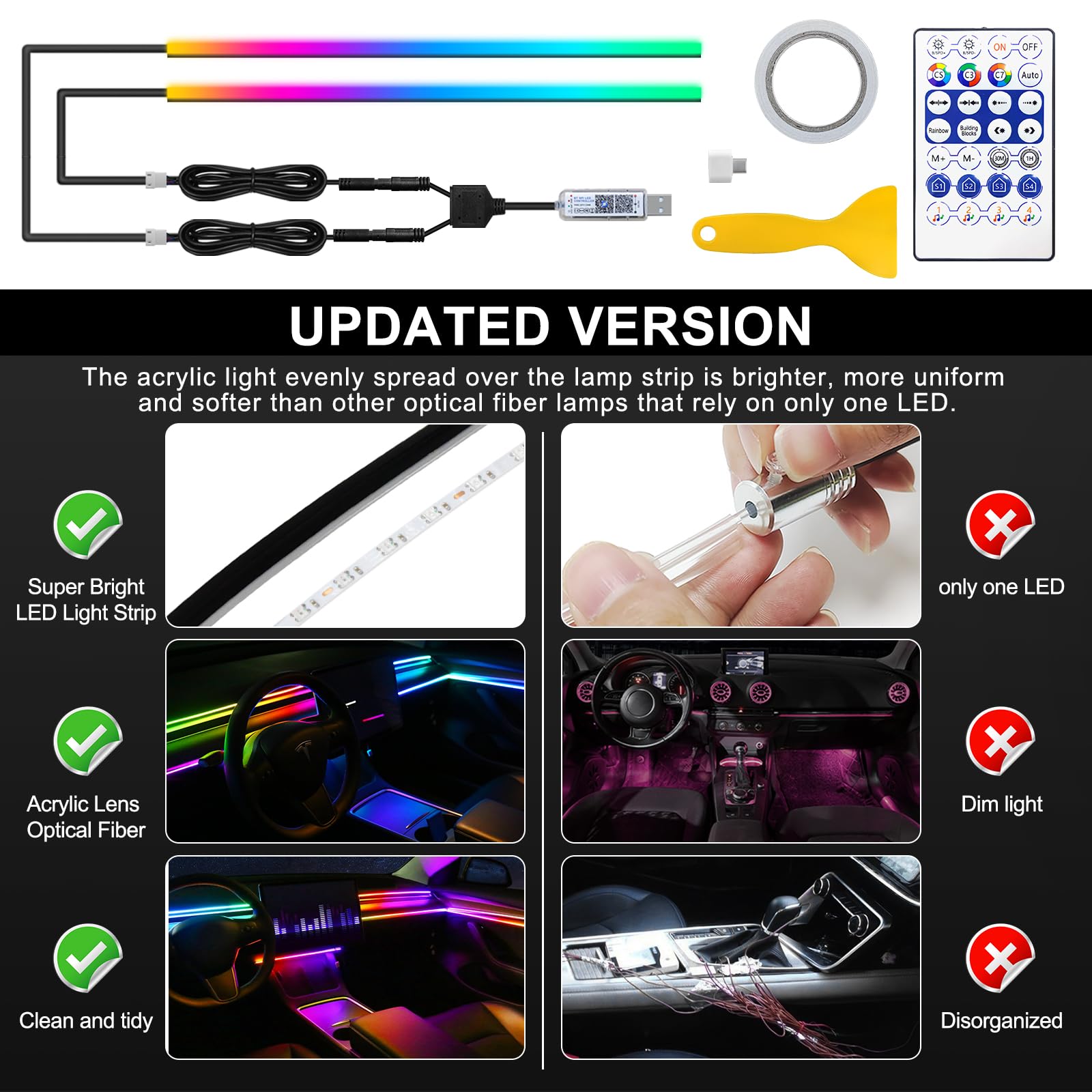 Snapklik.com : Tesla Model 3/Y/S/X Dreamcolor Acrylic Interior Car LED ...